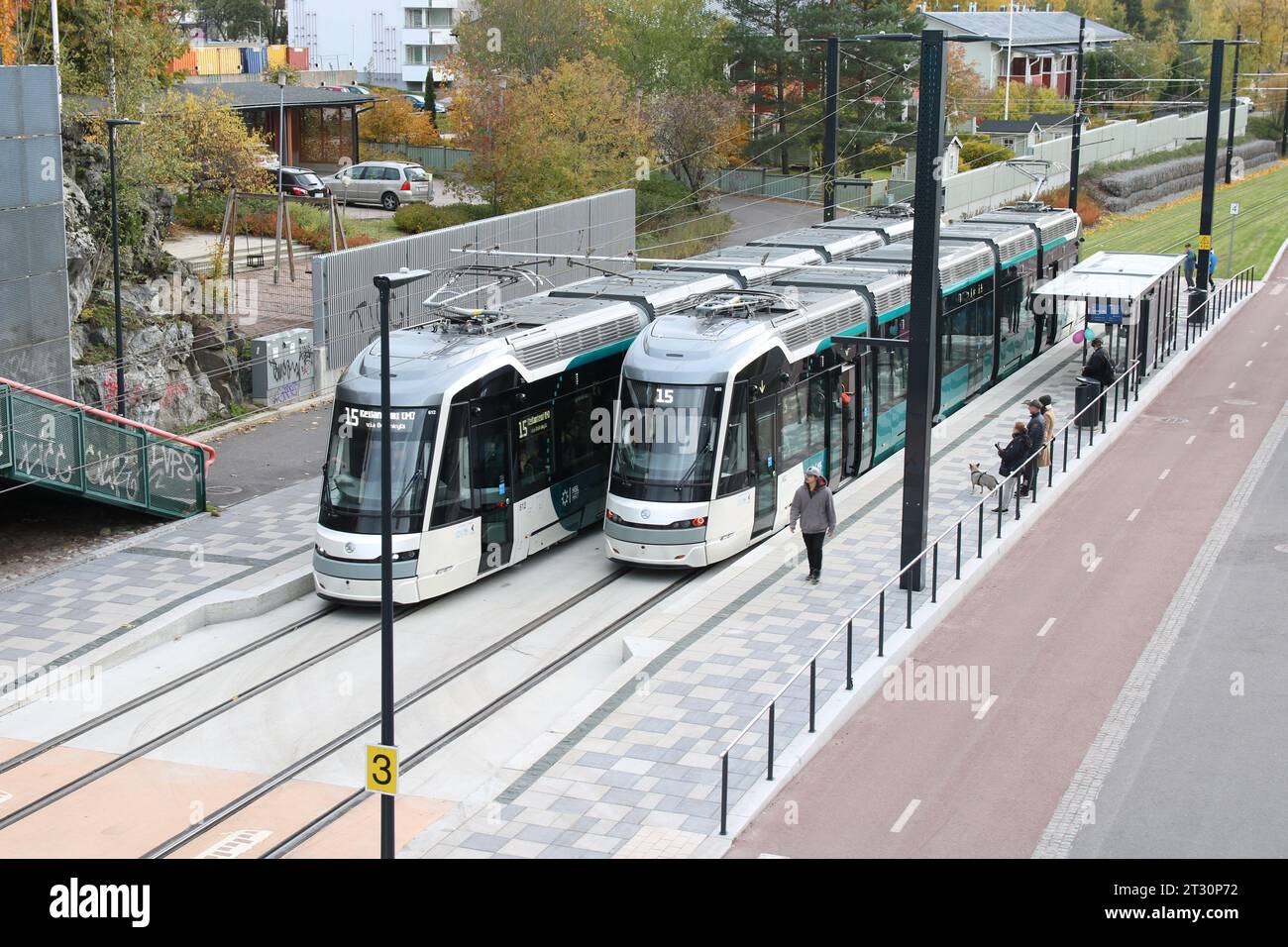 First day of express tram in Helsinki 21.10.2023. Helsinki opened new ...