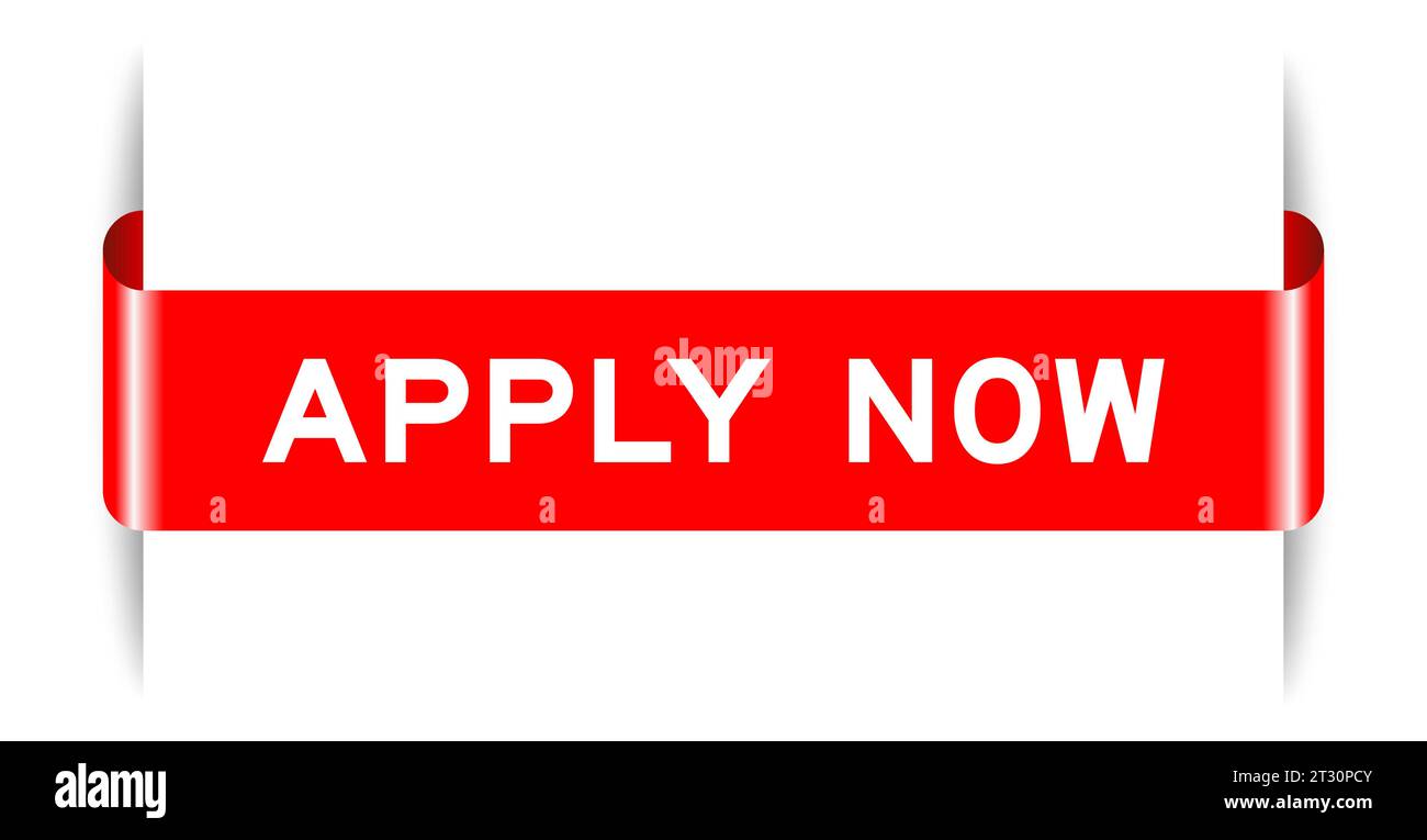 Red color inserted label banner with word apply now on white background Stock Vector Image & Art ...