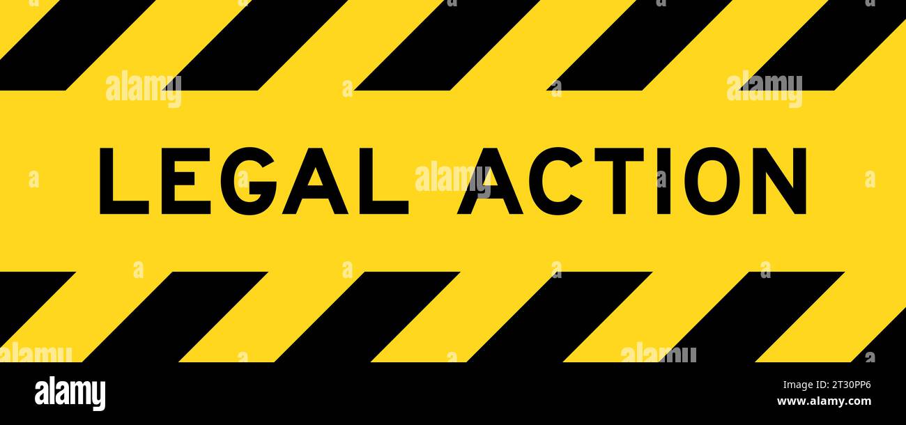 Yellow and black color with line striped label banner with word legal ...