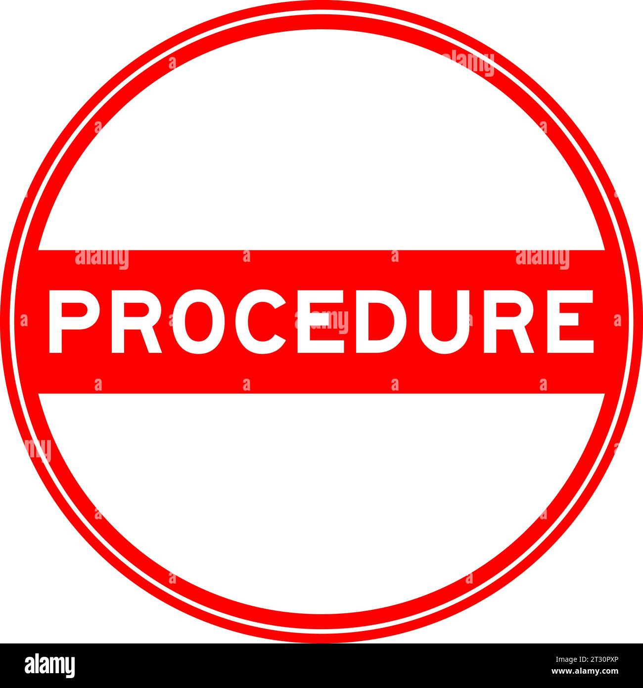 Red color round seal sticker in word procedure on white background ...