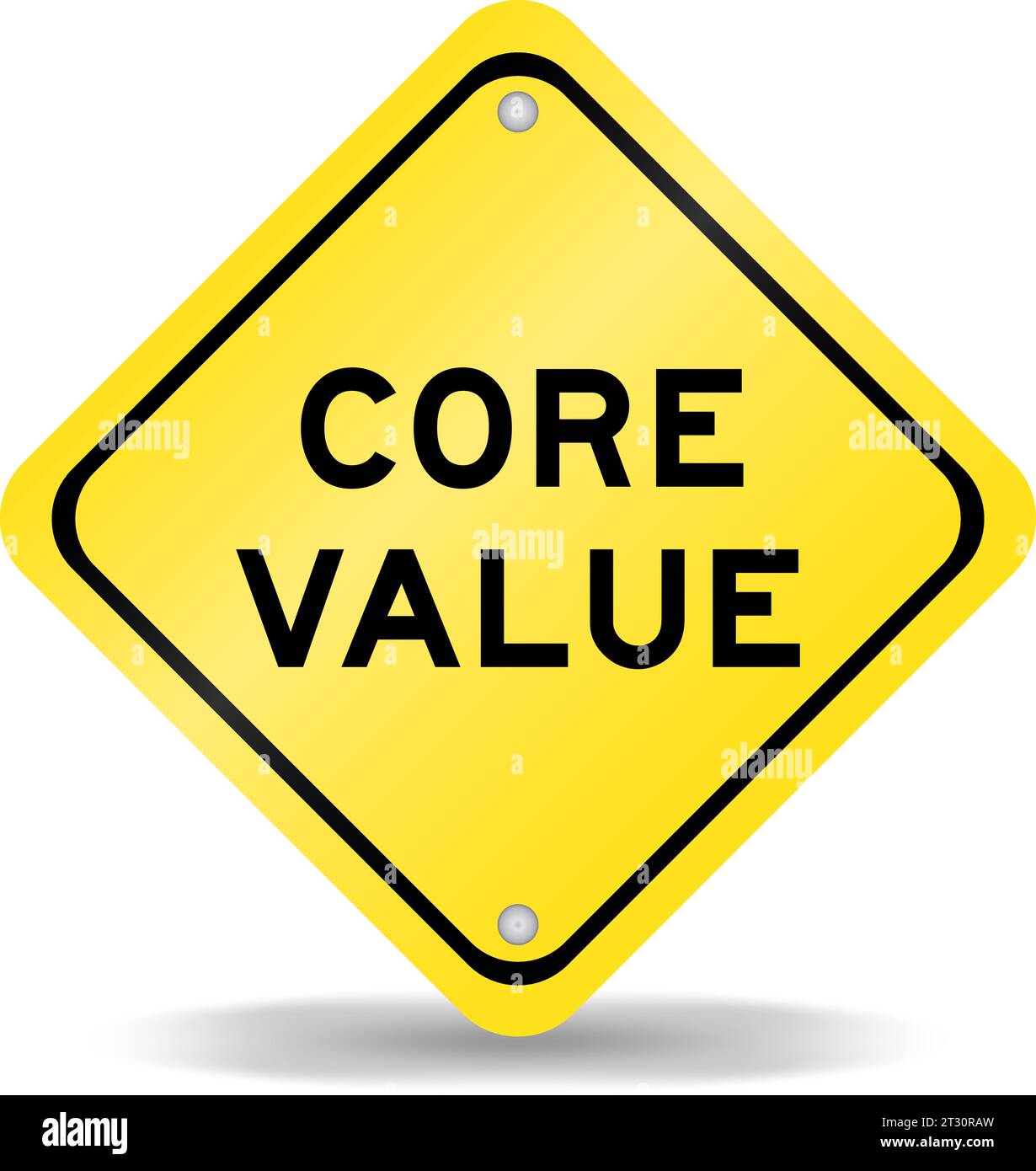 Yellow color transportation sign with word core value on white ...