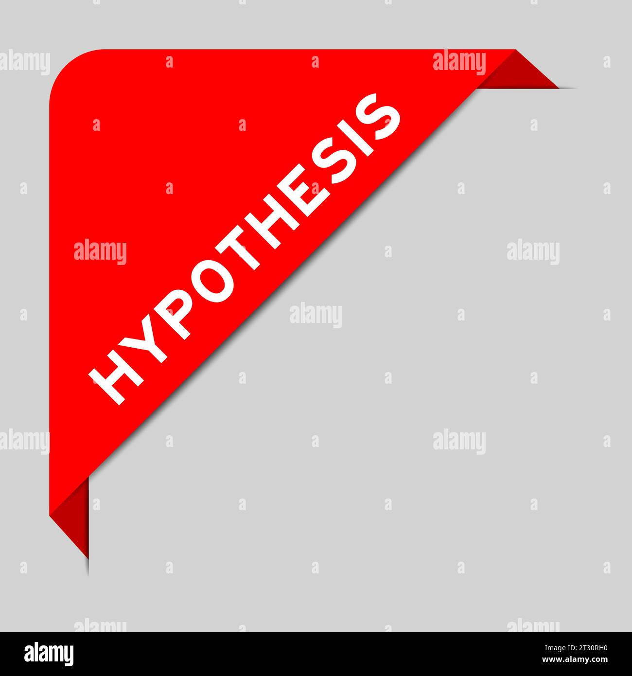 Red color of corner label banner with word hypothesis on gray ...