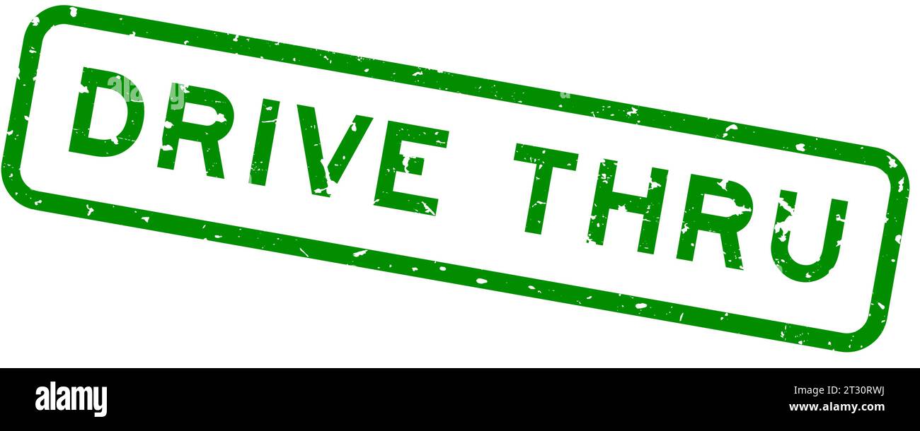 Grunge green drive thru word rubber seal stamp on white background ...