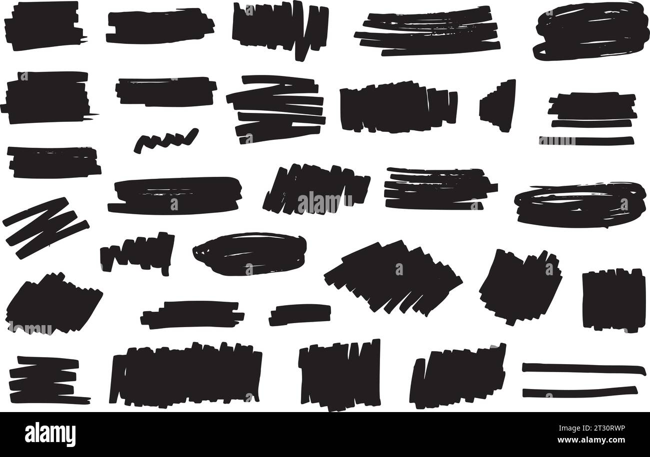 Vectorized strokes made with marker pen, real handmade strokes with ...