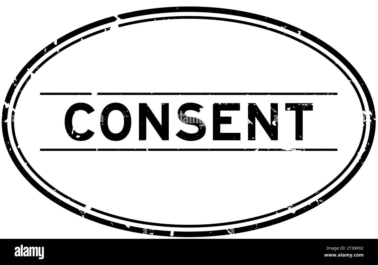 Grunge black consent word oval rubber seal stamp on white background ...