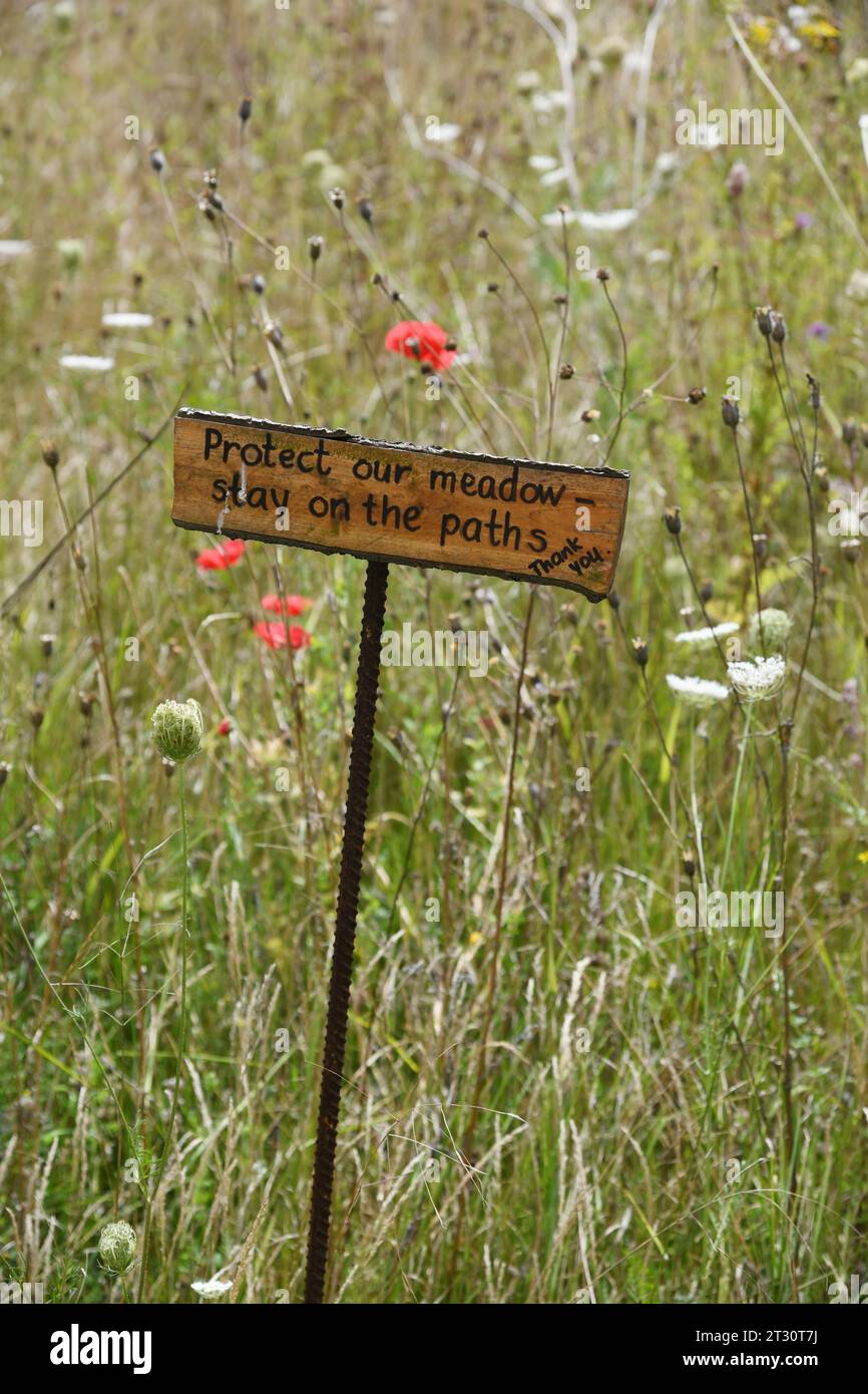 Protect our meadow sign Stock Photo - Alamy