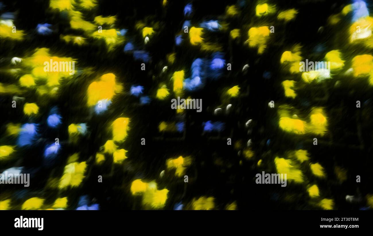 Black background with green and yellow backlight. Motion. Glowing ...