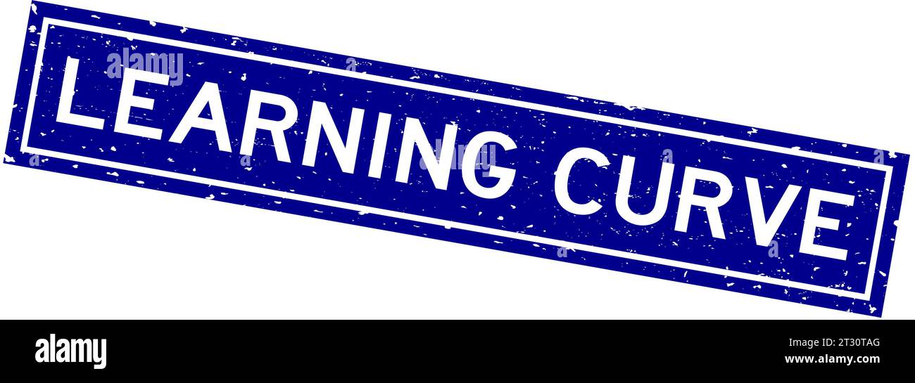 Grunge blue learning curve word square rubber seal stamp on white ...