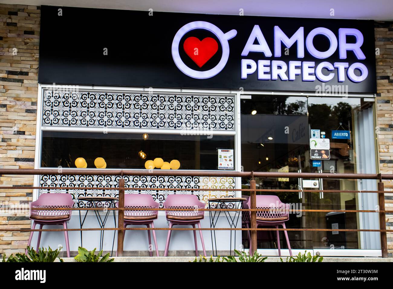 Bogota, Colombia - October 2023. Facade of Amor Perfecto coffee shop ...