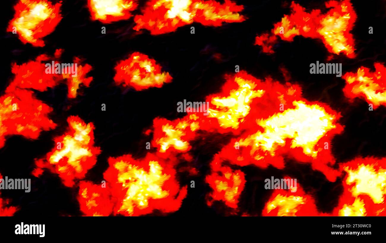 Green and red spots of gasoline on a black background. Motion. Three d ...