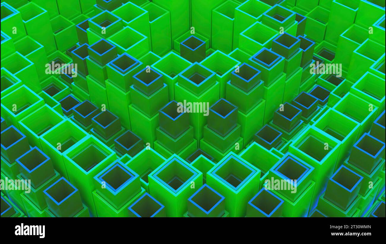 3D animation of moving square columns. Design. Square pillars move ...