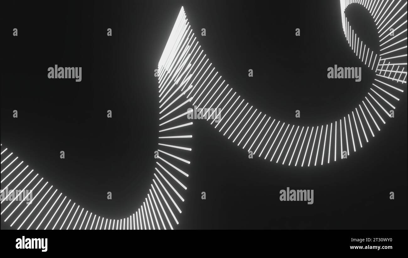 Moving curved 3d line of stripes. Design. 3D strip of stripes moves ...