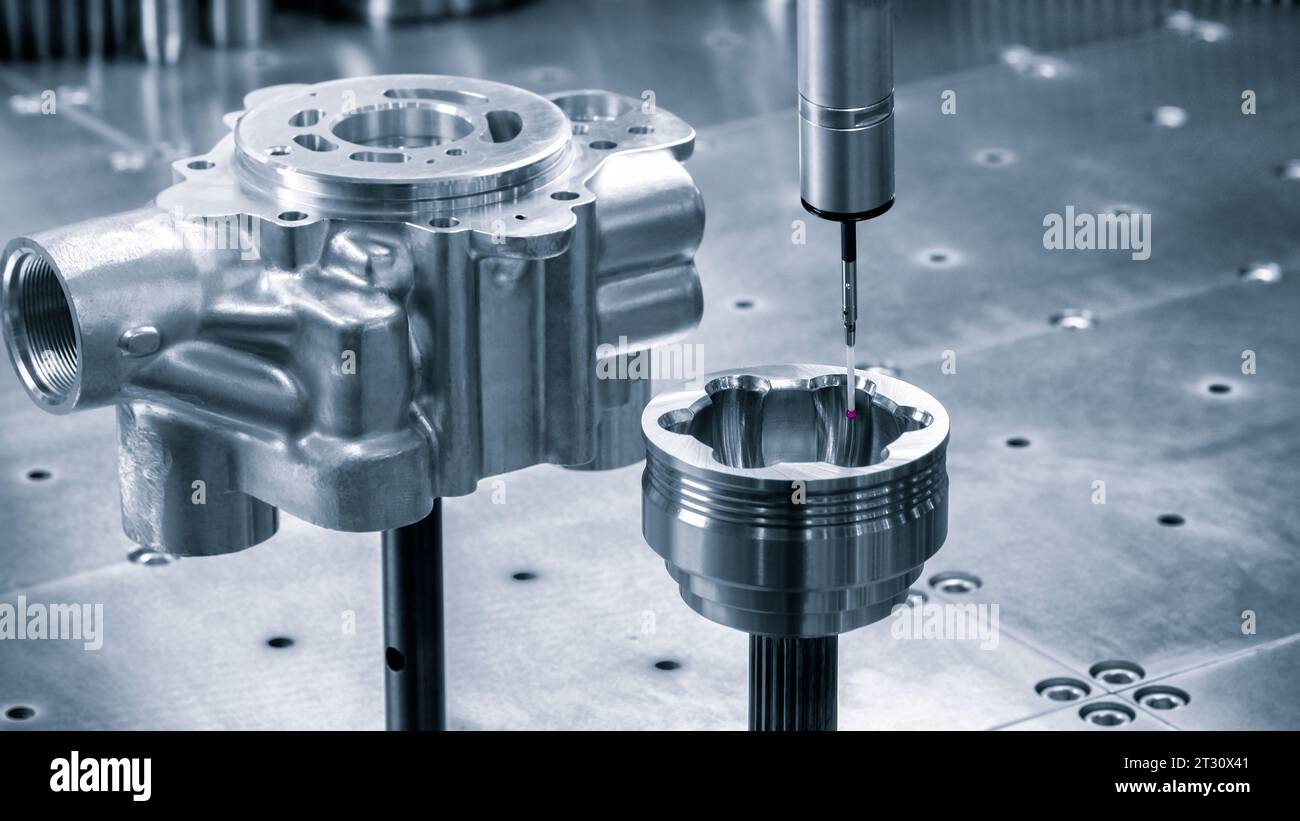 Quality control on milling CNC machine, coordinate measuring machine ...