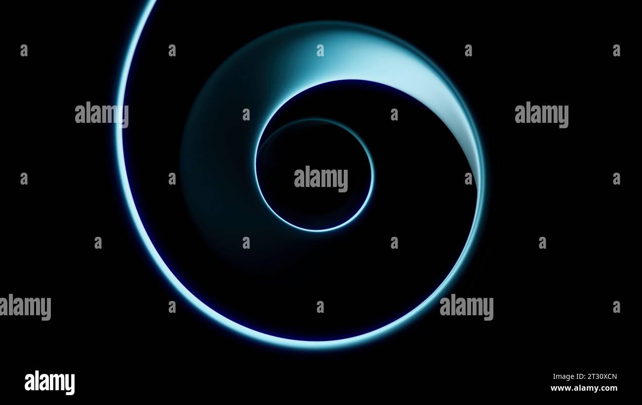 Endless round shaped spiral dark tunnel. Design. Spinning blue spiral ...