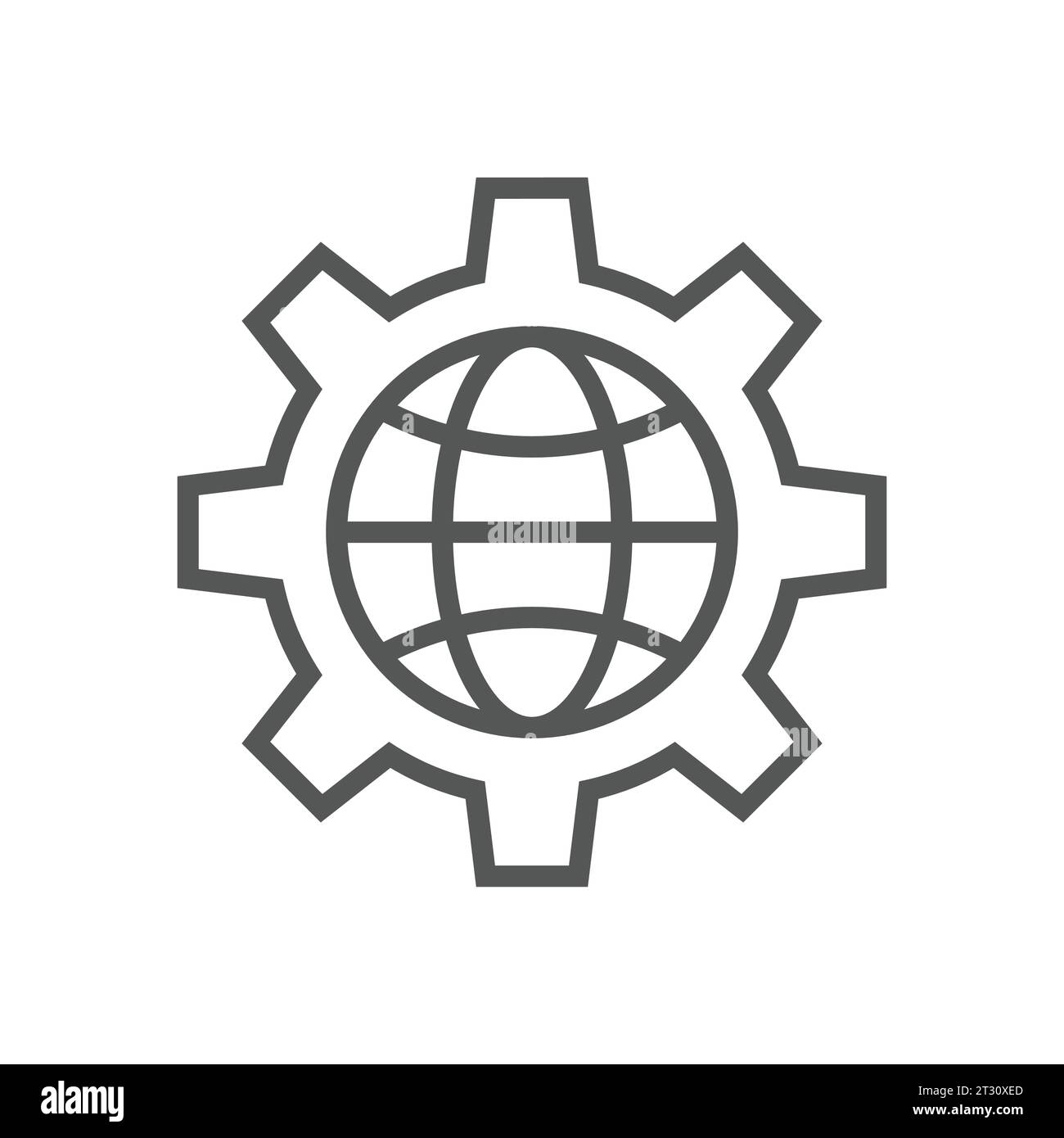 Global Setting vector outline icon illustration. Editable Stroke. EPS ...