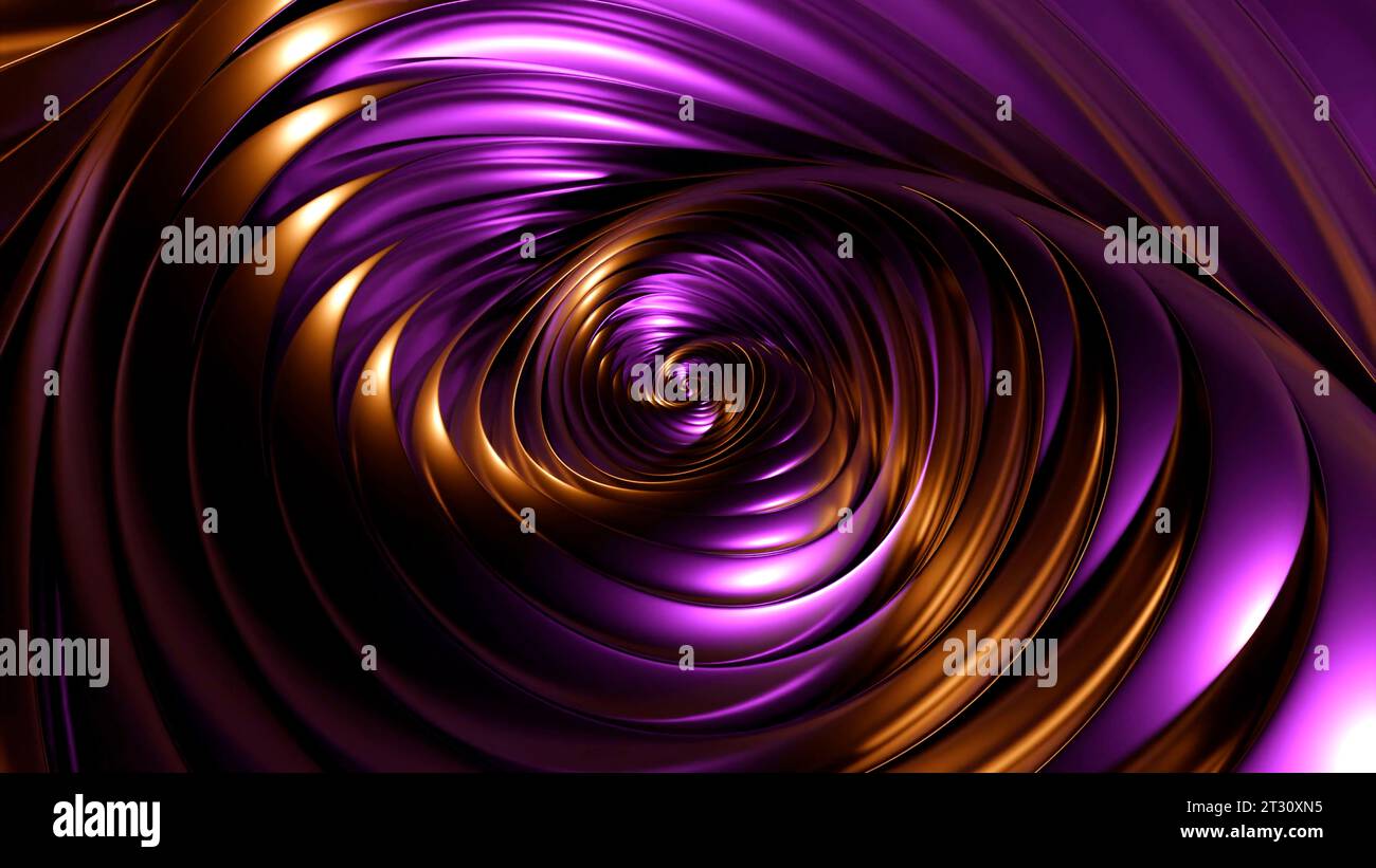 Minimal thin fluorescent spiral in infinite rotation. Design. Spinning ...