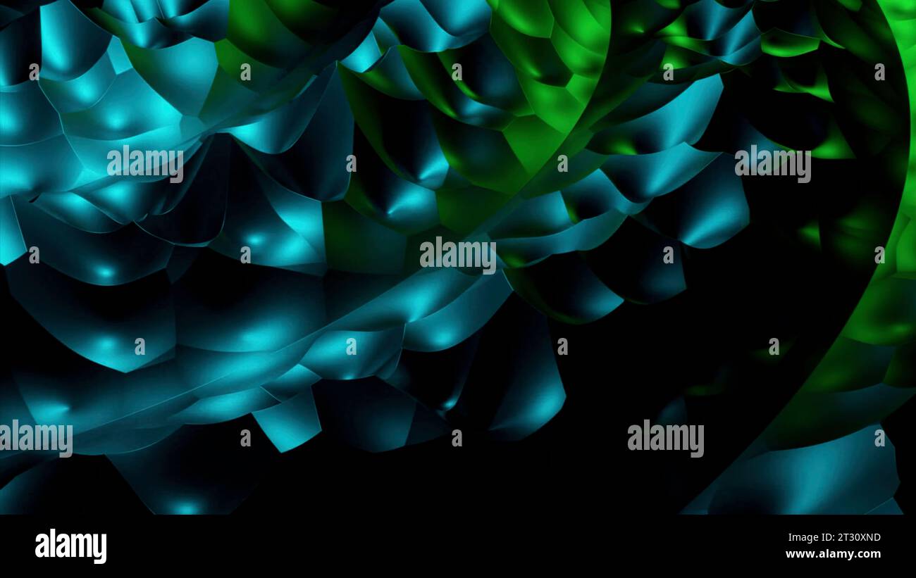 Texture of hexagons waving all over the screen. Design. Green 3D fabric ...