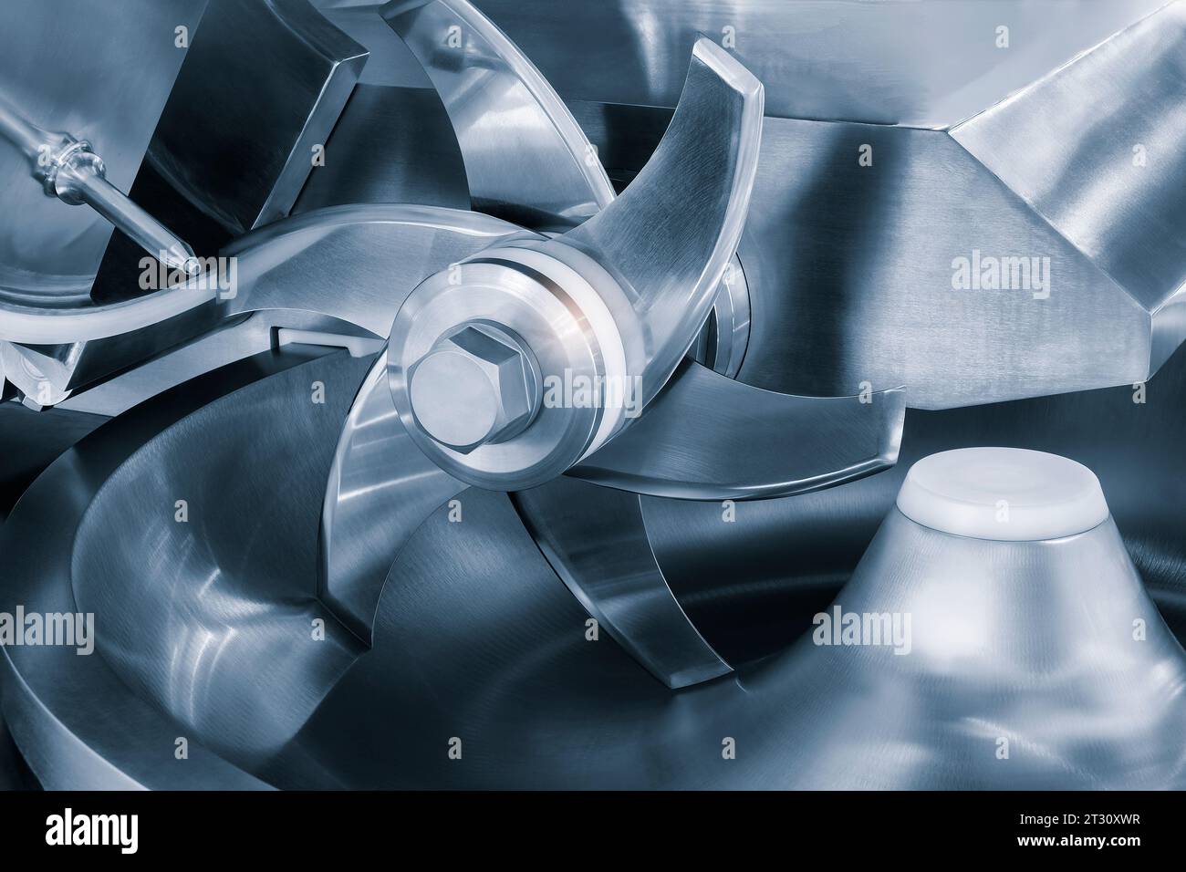 Industrial open mixer with knives in food industry close-up Stock Photo ...