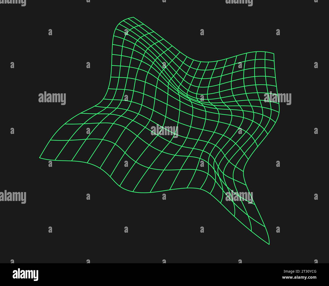 Distorted cyber grid. Cyberpunk geometry element y2k style. Isolated ...