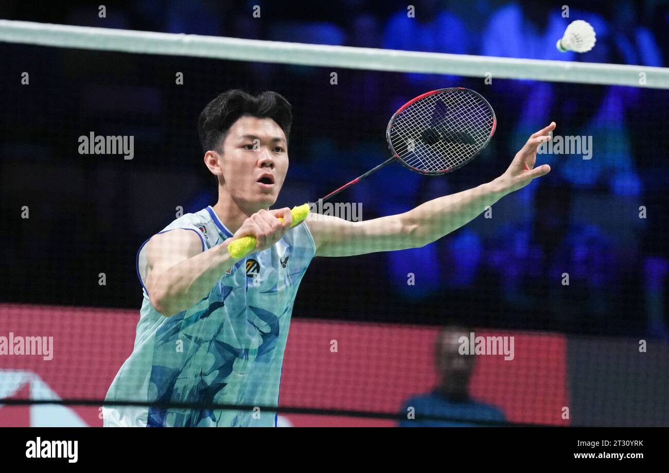 Lee Zii Jia of Malaysia in action against Weng Hong Yang, China in mens ...