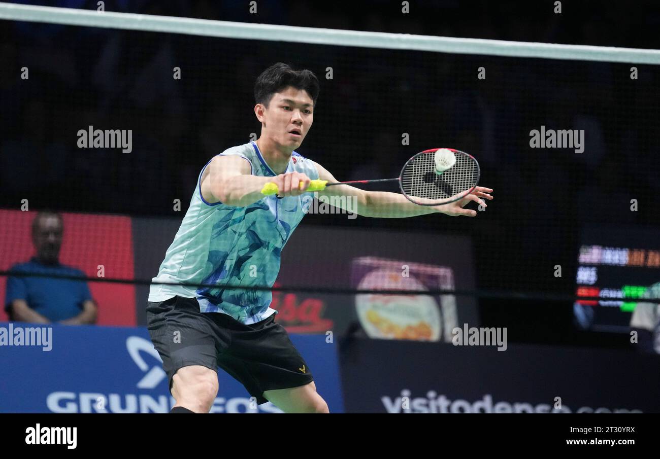 Lee Zii Jia of Malaysia in action against Weng Hong Yang, China in mens ...