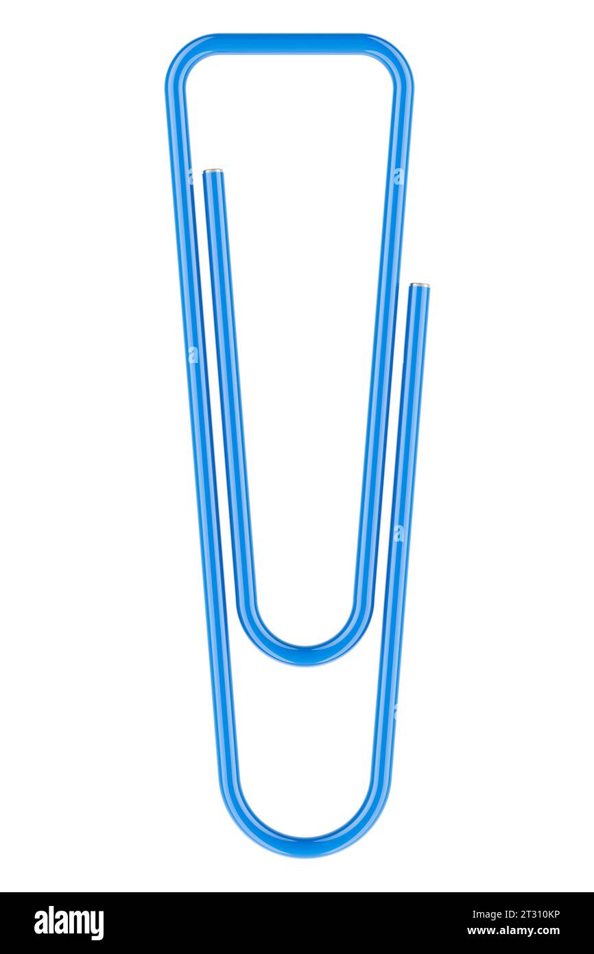 Blue Paper Clip with PVC Coated, 3D rendering isolated on white ...