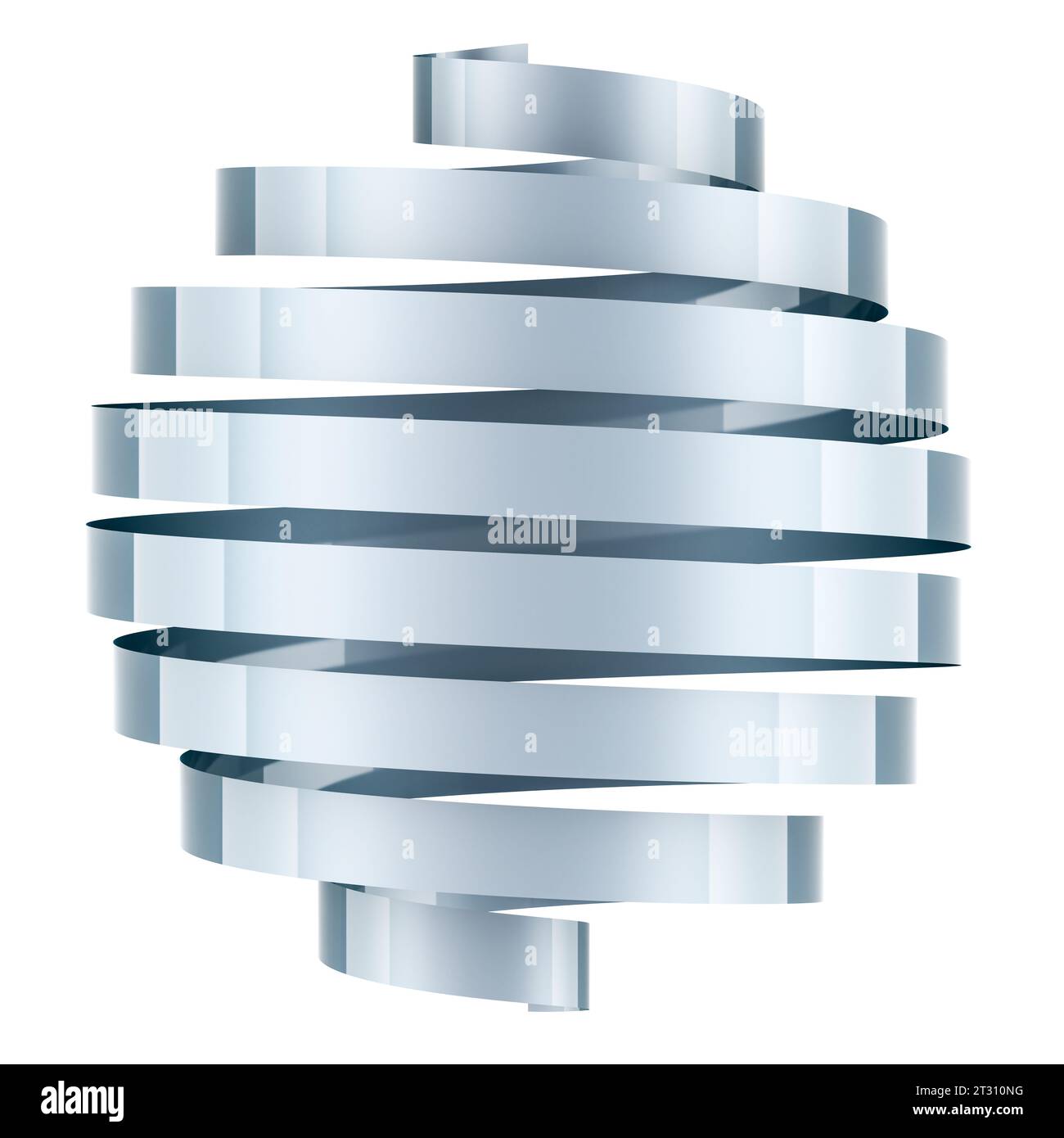 Silver ribbon strip as sphere shaped. Business logotype. 3D rendering ...