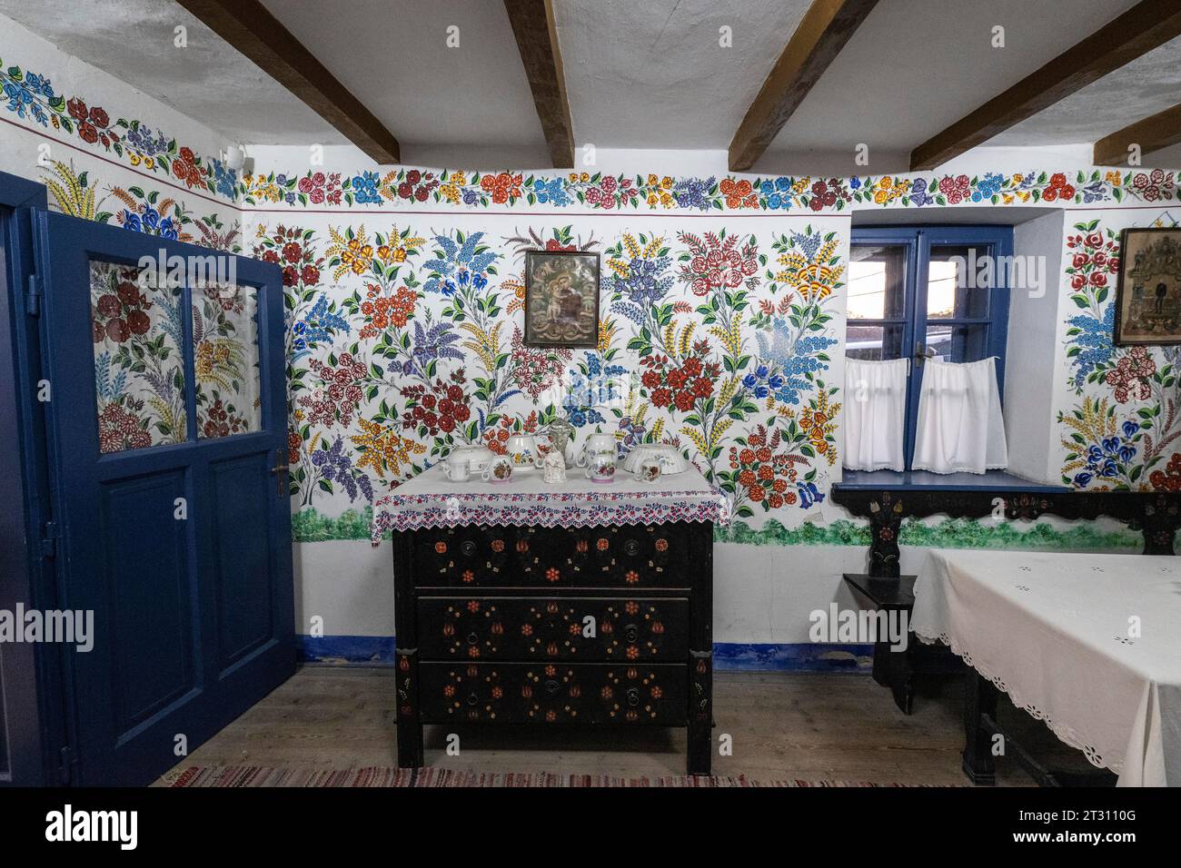 Historic living room, Kollotschau Museum of Local History, Hungary ...