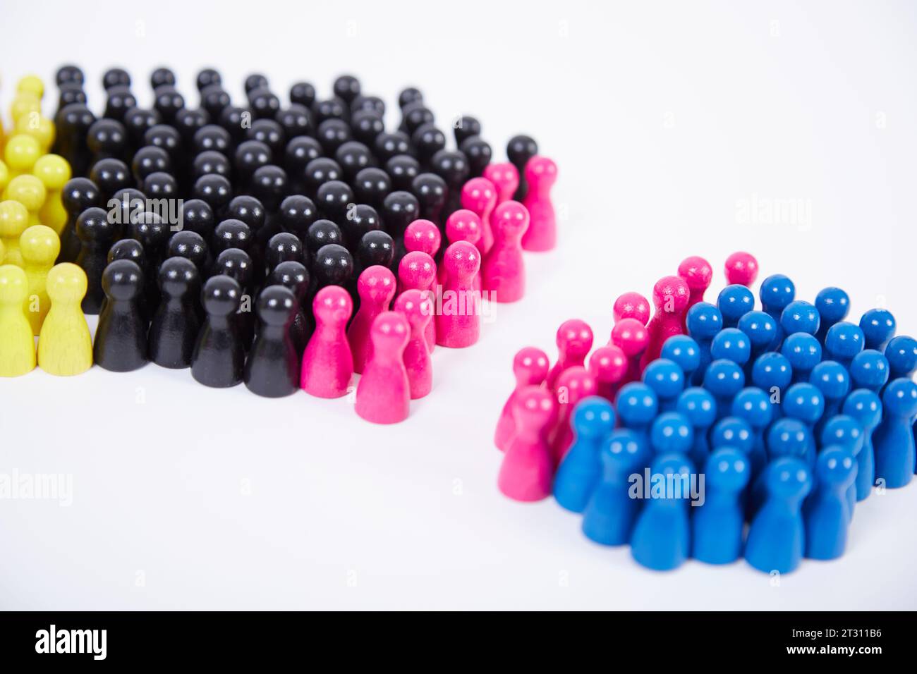 wooden figurines in the colors of German political parties and the ...