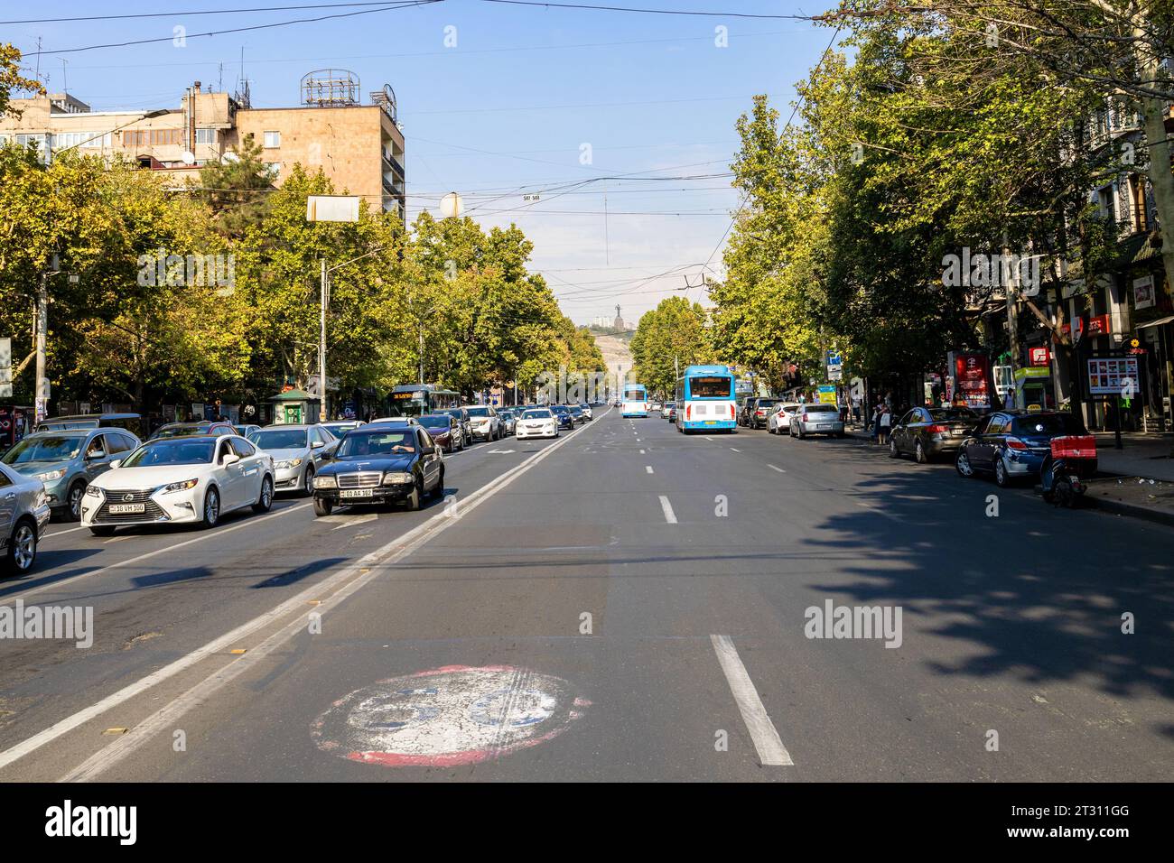 Yerevan, Armenia - October 1, 2023: view of Mesrop Mashtots Avenue in ...