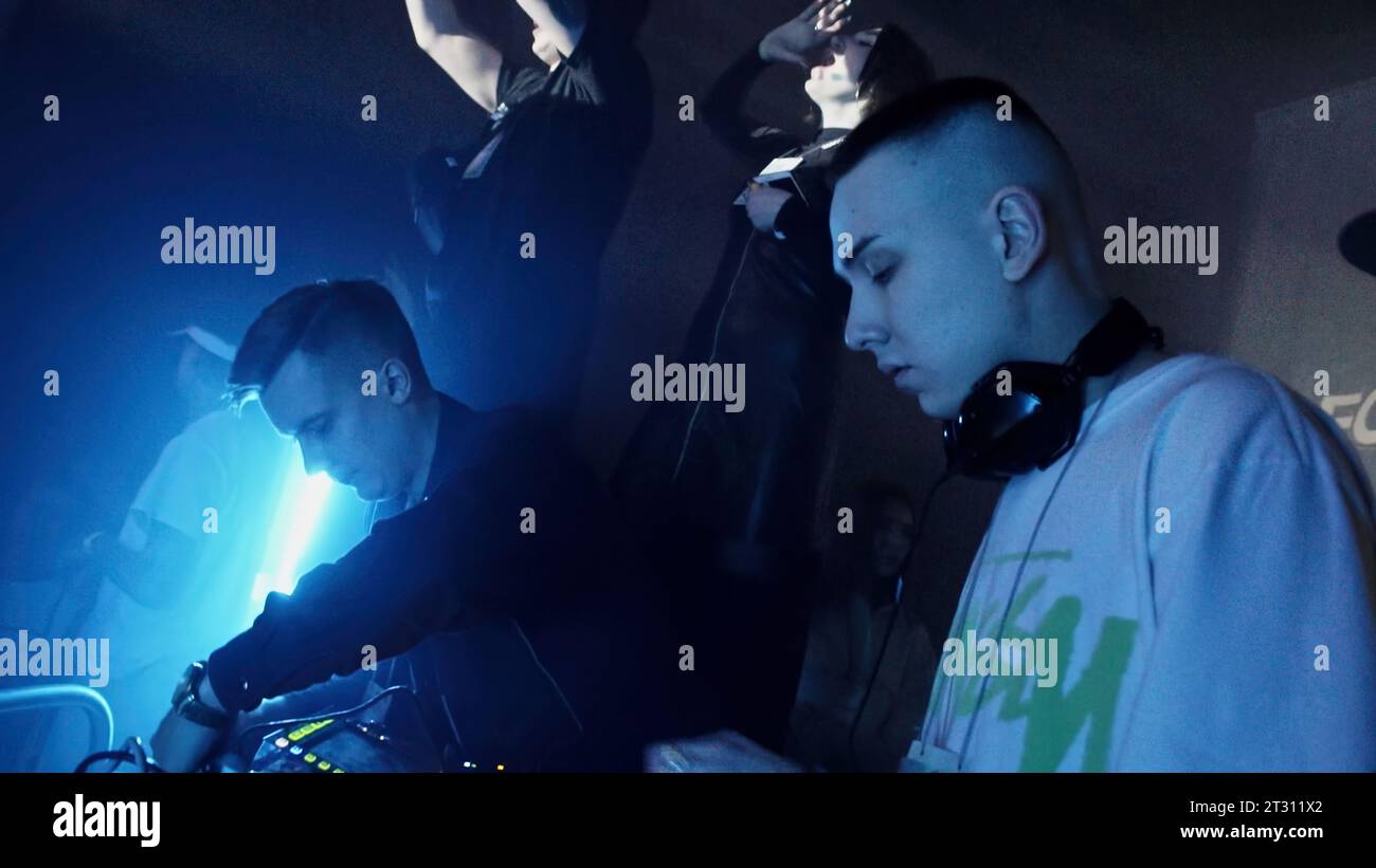 Poland - Warsaw, May 28, 2023: night club party with flashing lights ...