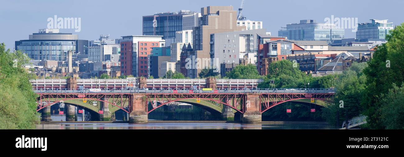Glasgow city centre view and the River Clyde from the Gorbals Stock ...