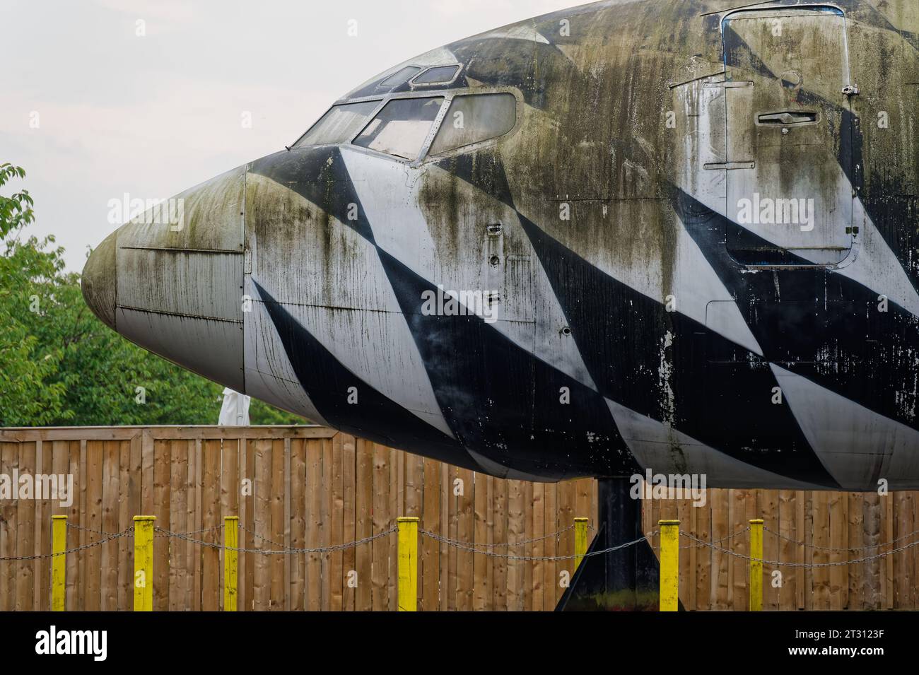 Airplane cockpit and front end outside a flight school for pilots Stock ...