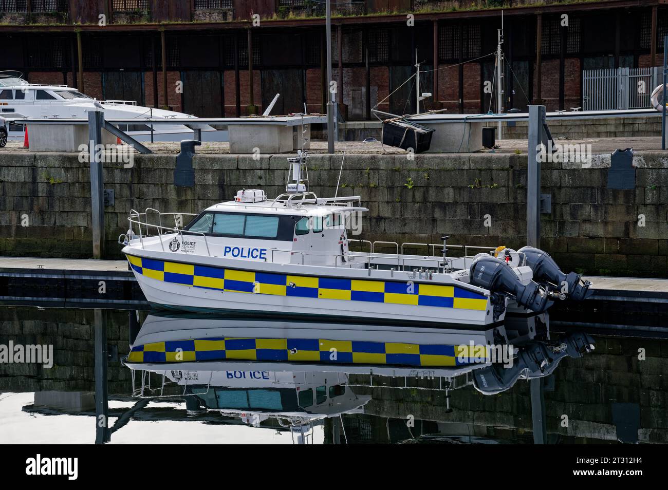 Police rescue boat moored at James Watt marina Stock Photo - Alamy