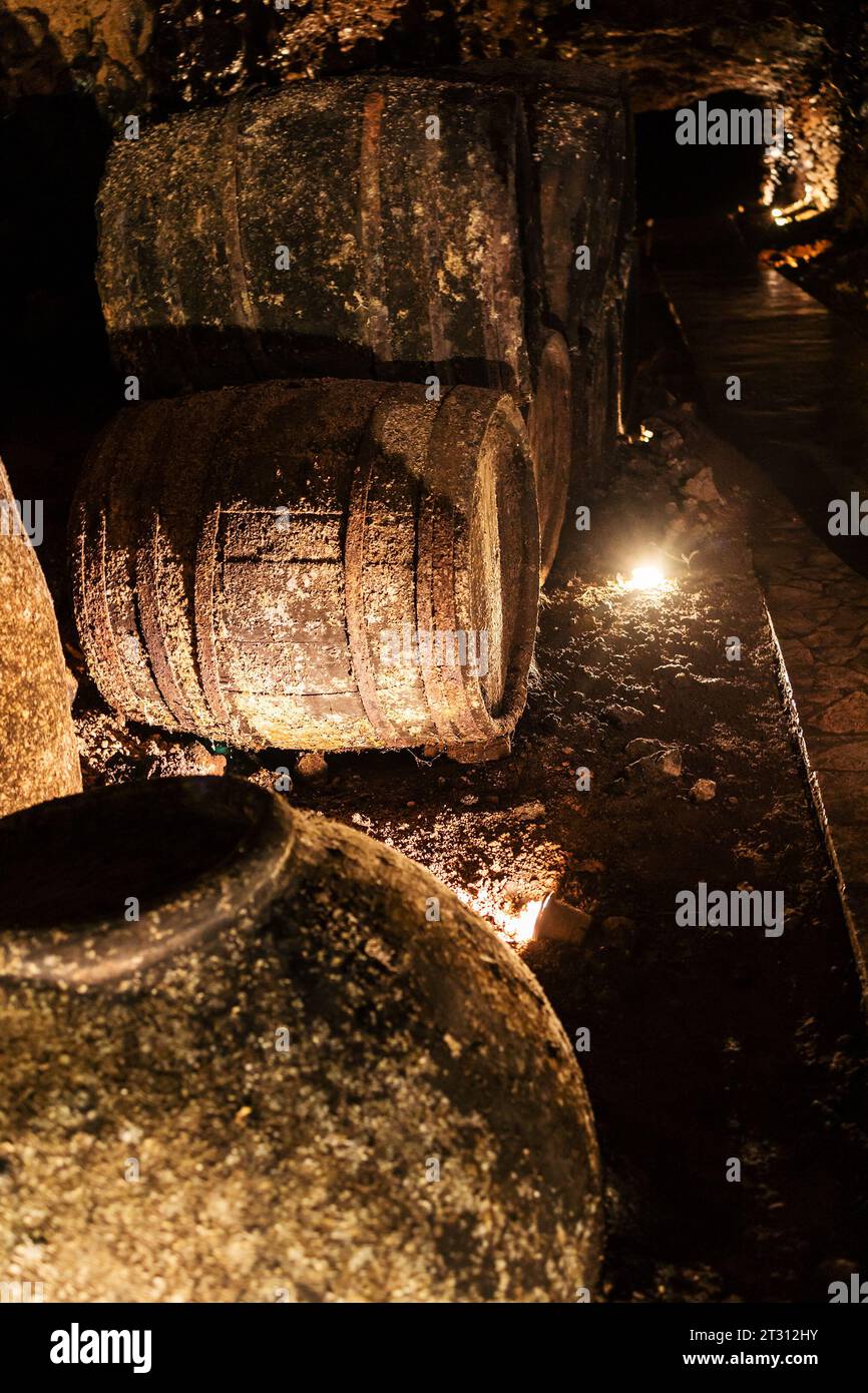Yerevan, Armenia - October 2, 2023: ancient kvevri and barrels in NOY ...