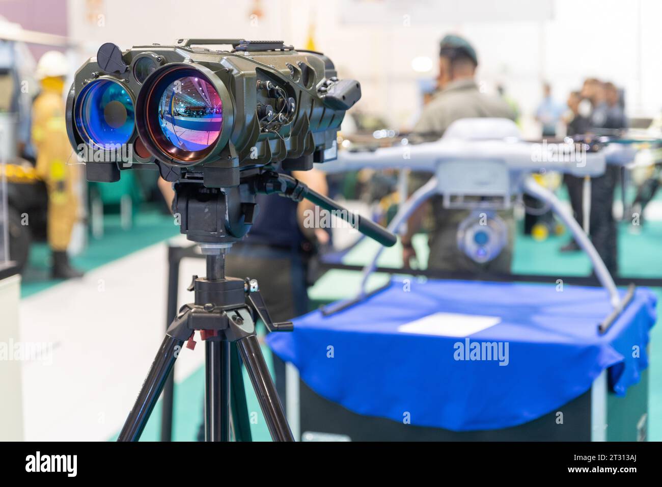military thermal imager on a tripod next to a blue table Stock Photo ...