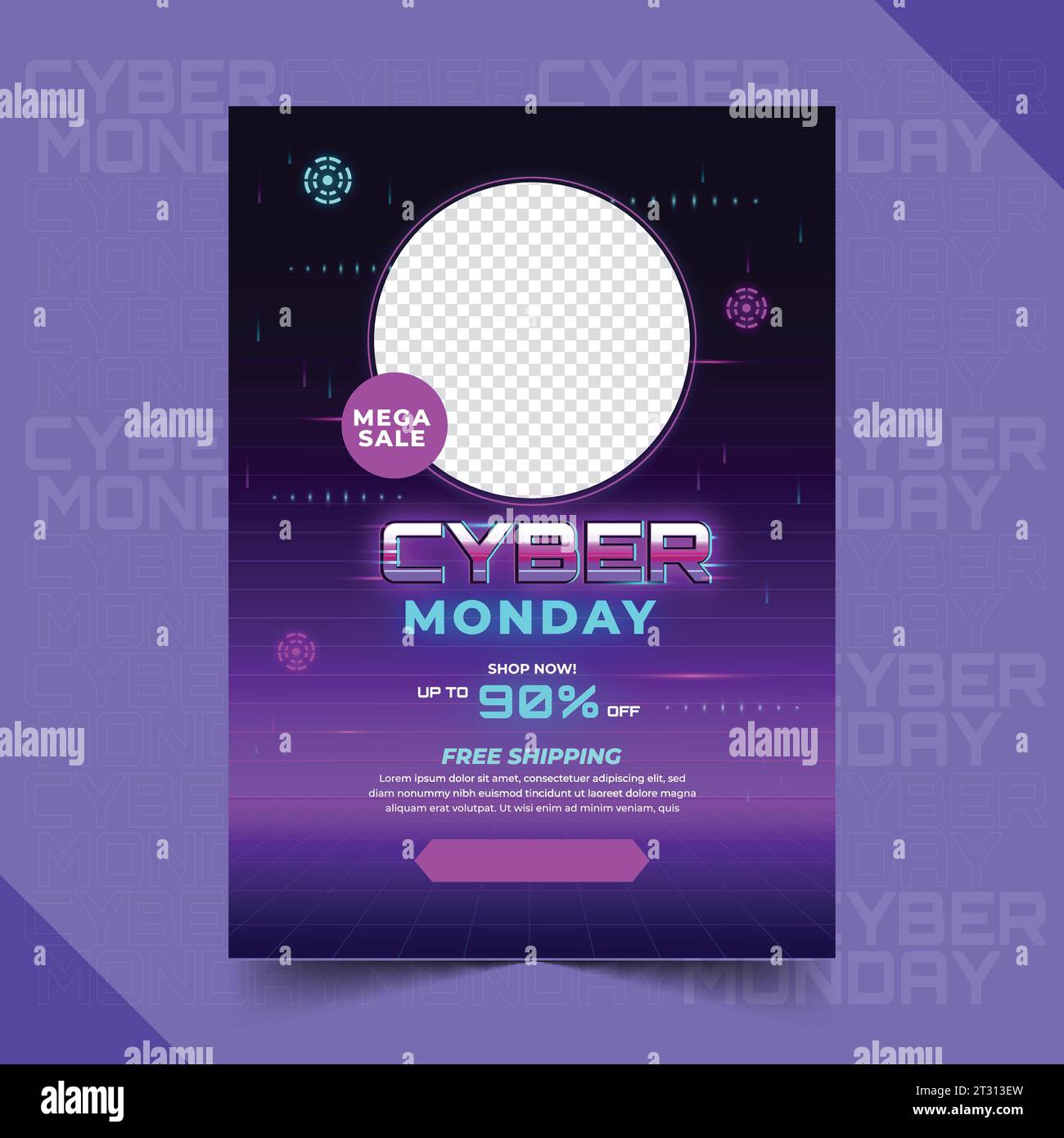 realistic cyber monday poster template design vector illustration Stock ...
