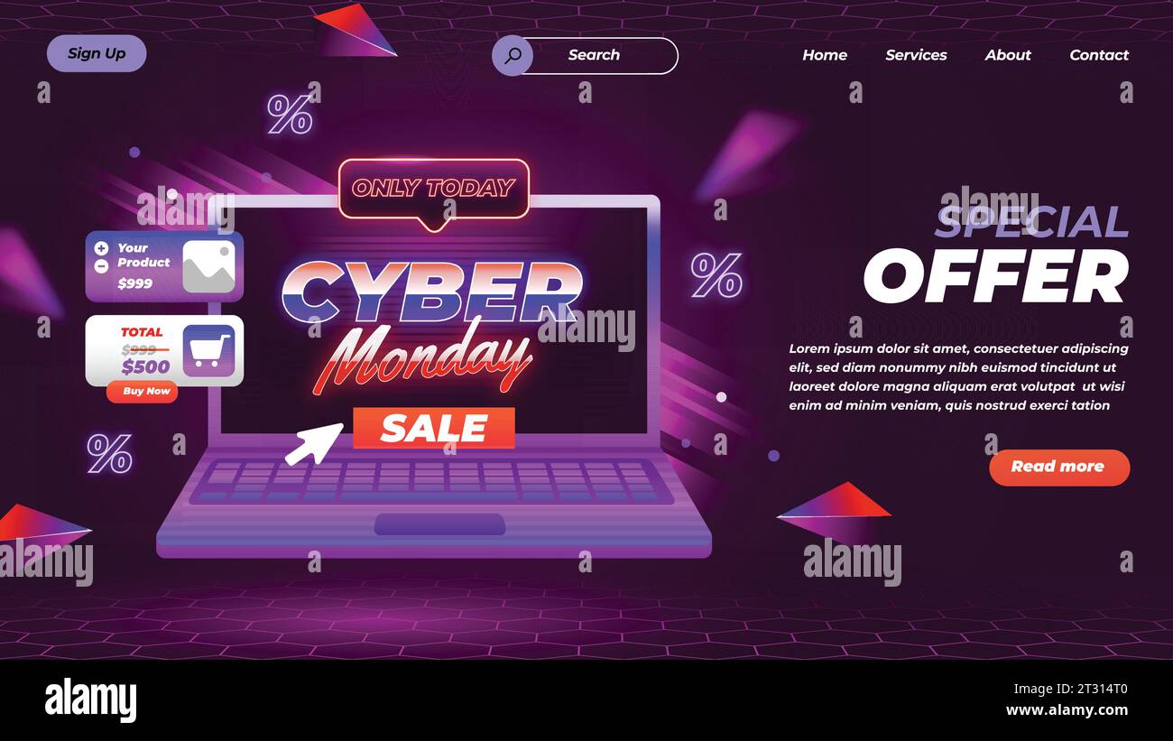 gradient cyber monday landing page design vector illustration Stock ...