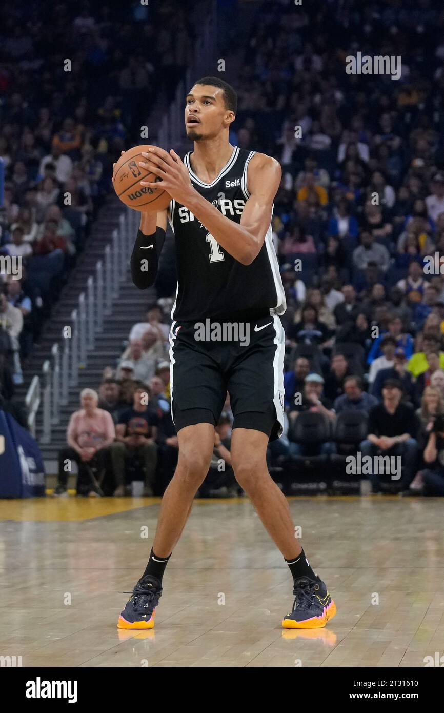 San Antonio Spurs center Victor Wembanyama during an NBA preseason ...