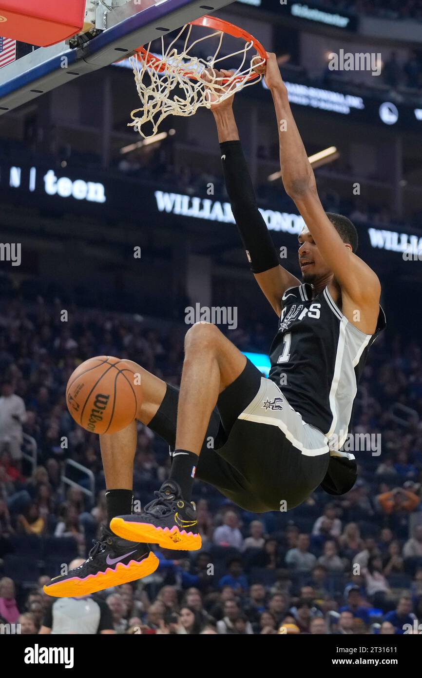 San Antonio Spurs center Victor Wembanyama during an NBA preseason ...