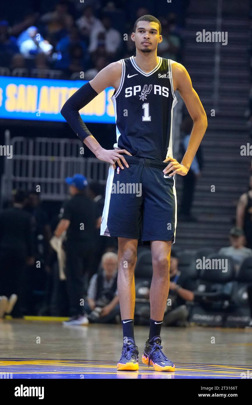San Antonio Spurs center Victor Wembanyama before an NBA preseason ...