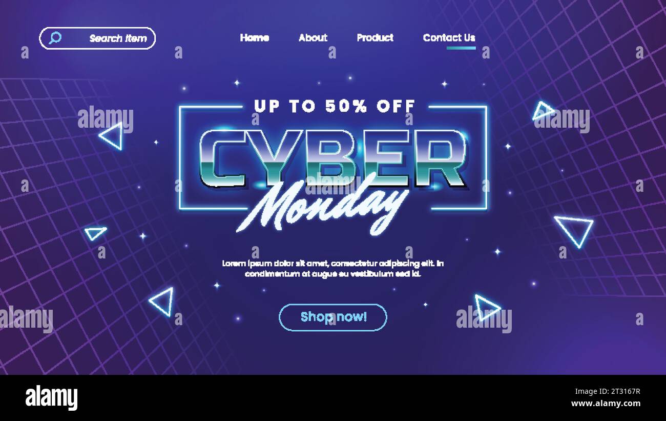 gradient cyber monday landing page design vector illustration Stock ...