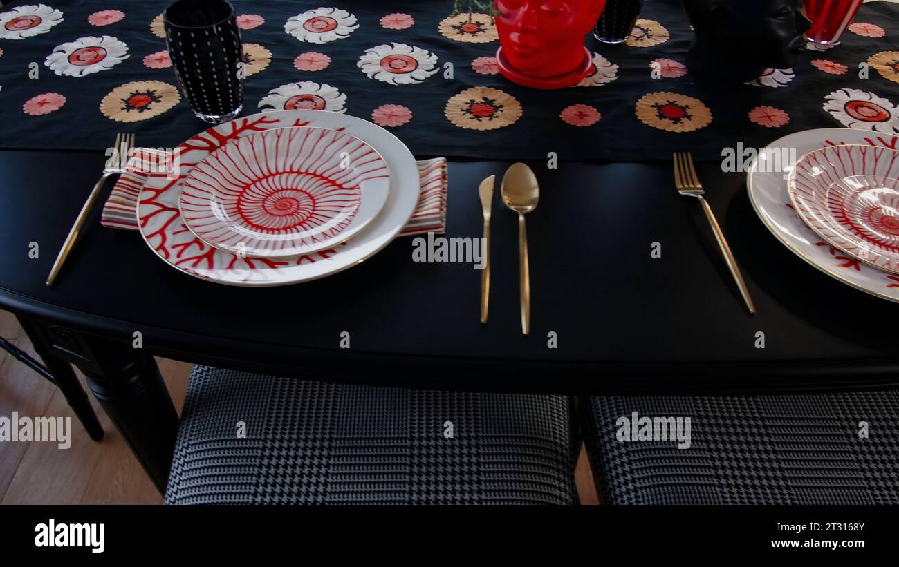 Interior design of a modern restaurant. Creative. Close up of ...