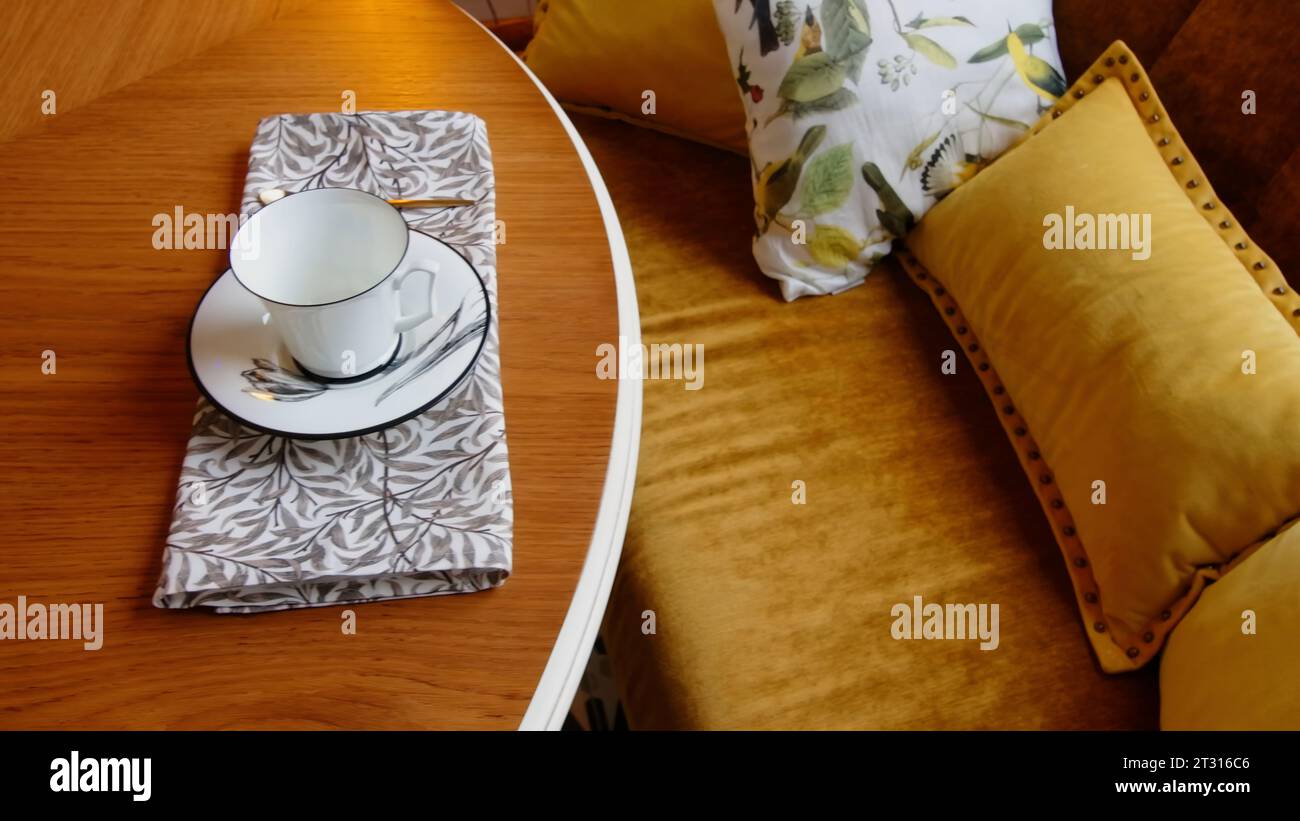 Interior design of a modern restaurant. Creative. Close up of ...