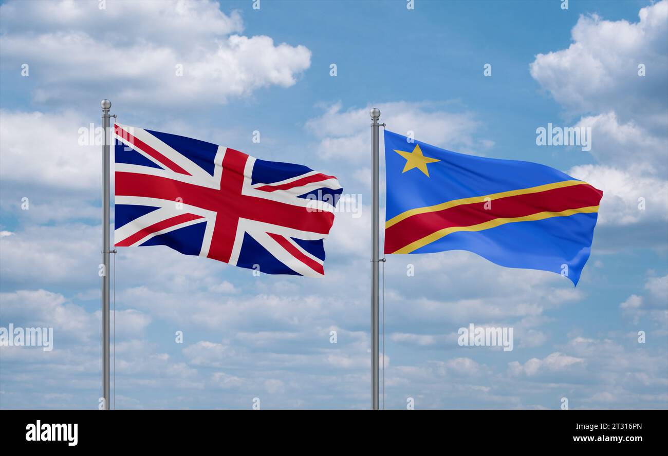 Democratic Republic of the Congo or Congo-Kinshasa and Brazil flags ...