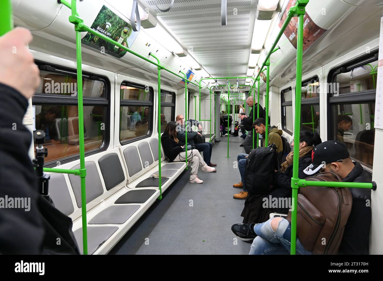 Sofia, Bulgaria - April 4, 2023: Sofia metro station platform with ...