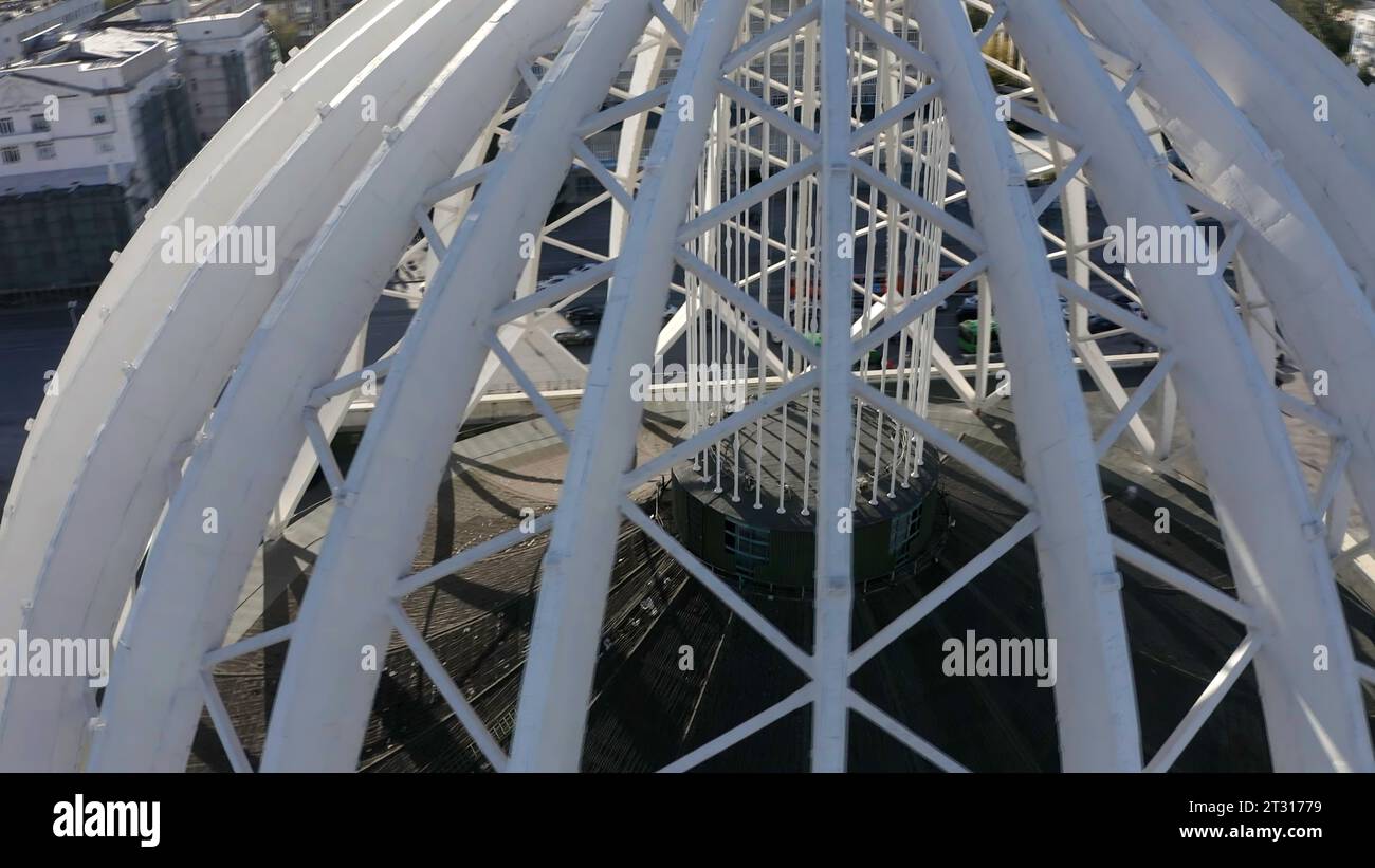Architectural concrete white dome. Stock footage. Unusual building ...