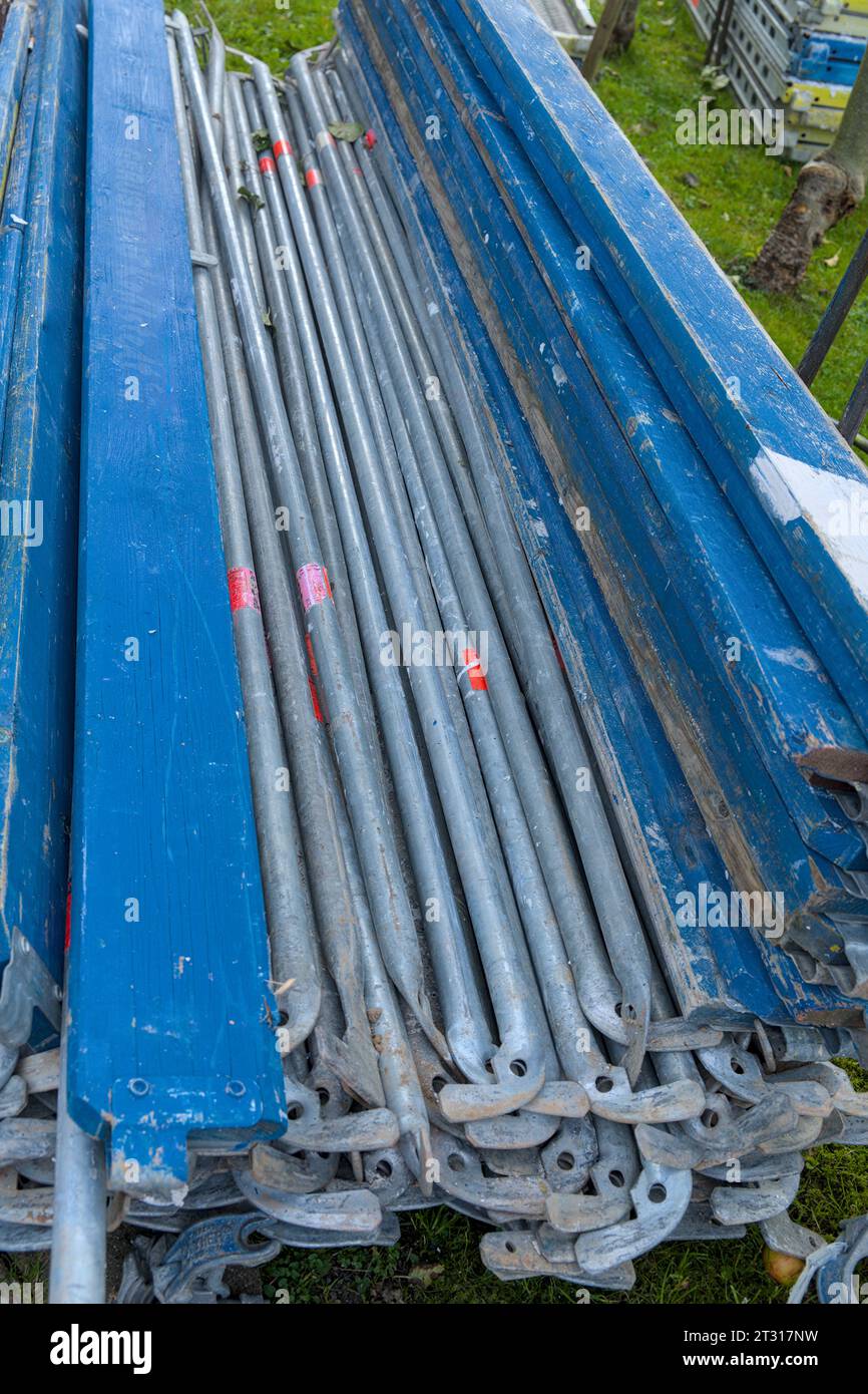 details of metal parts of a scaffold for a construction site Stock ...