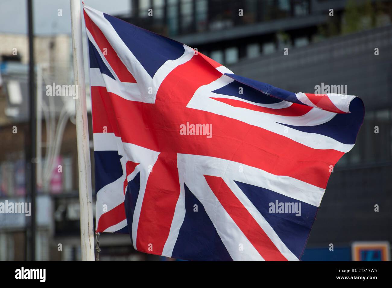 The Union flag flying over a local war memorial on Remembrance Sunday ...
