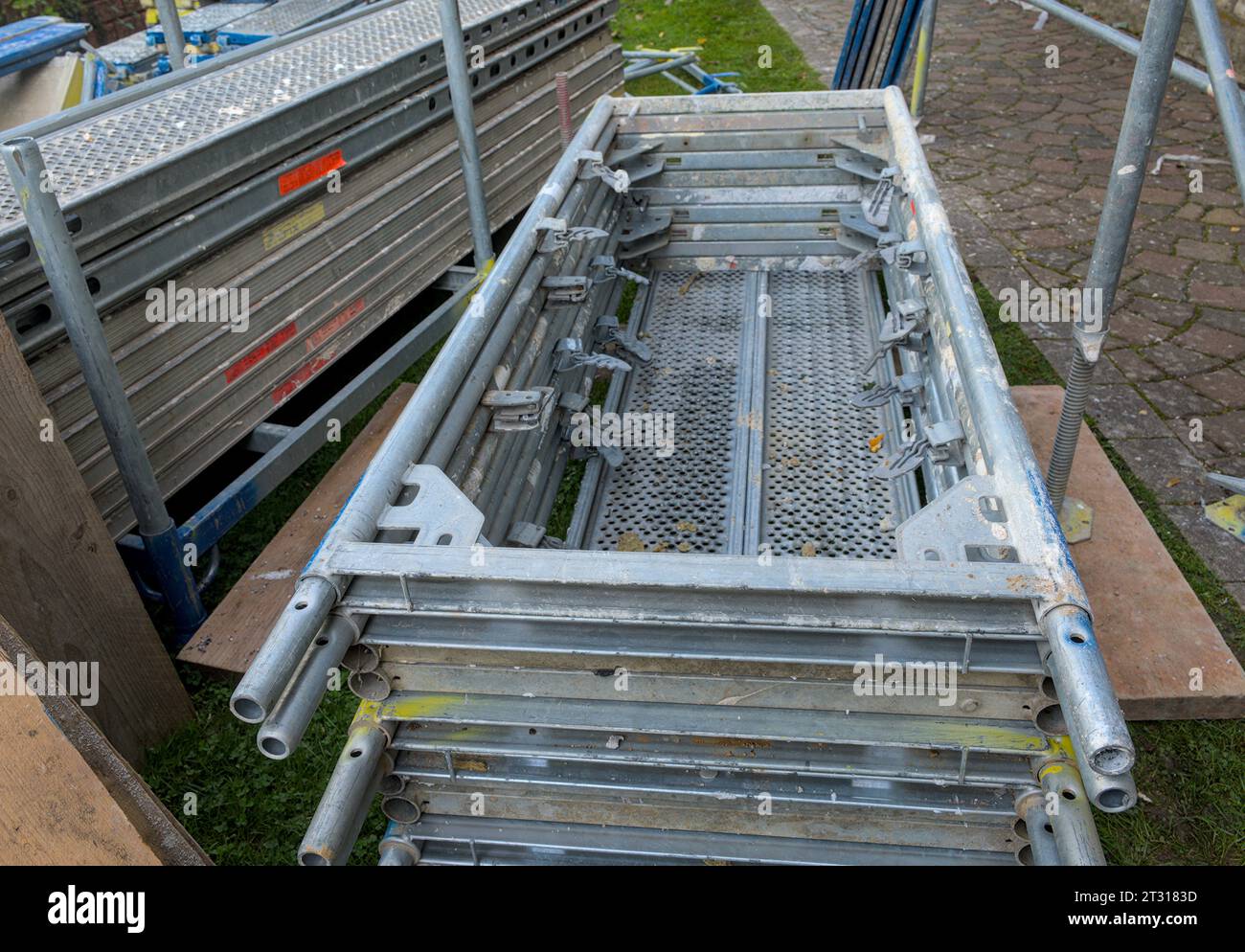 details of metal parts of a scaffold for a construction site Stock ...